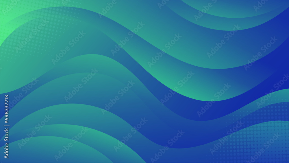 Abstract Green blue Background with Wavy Shapes. flowing and curvy ...