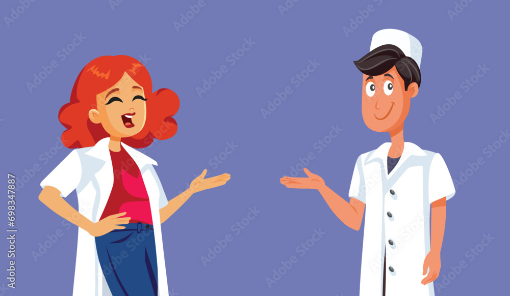 Medical Doctors Making Presentation Gesture Vector Cartoon Illustration ...