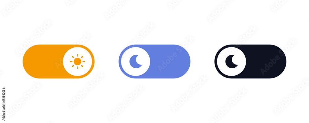 On Off toggle switch buttons. day night switch toggle - dark mode ...