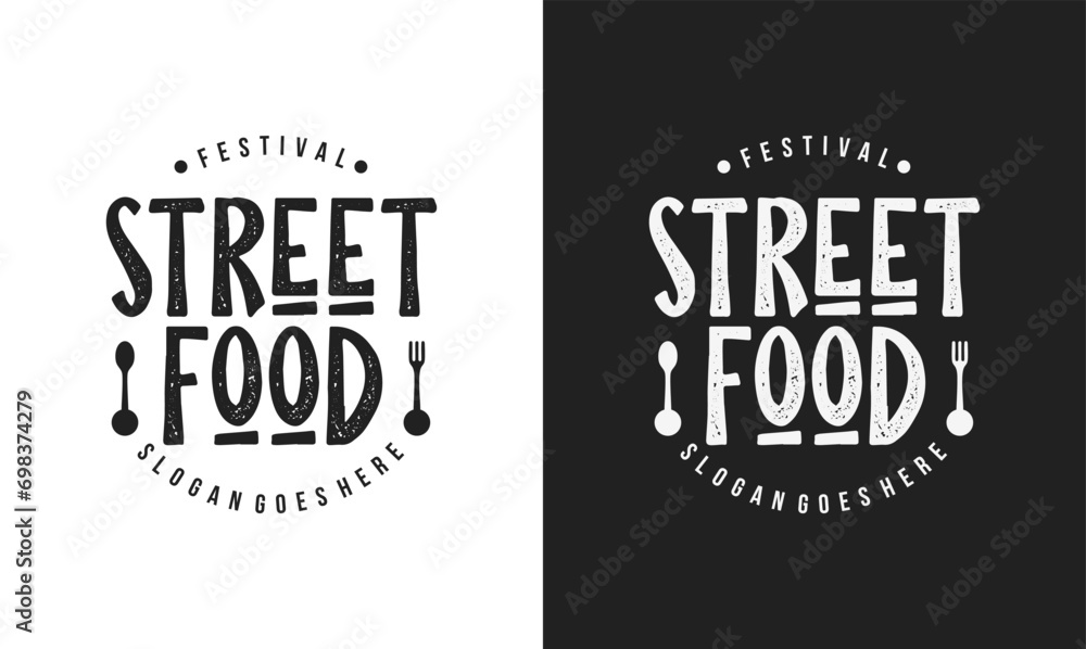 Street food typography logo tamplete. street food festival for ...