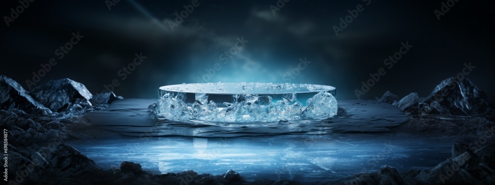 Ice background podium cold winter snow product platform floor frozen ...
