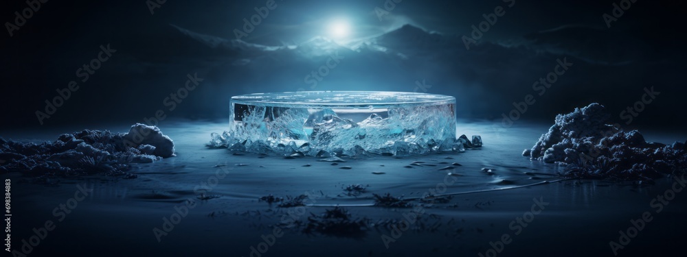 Ice background podium cold winter snow product platform floor frozen ...