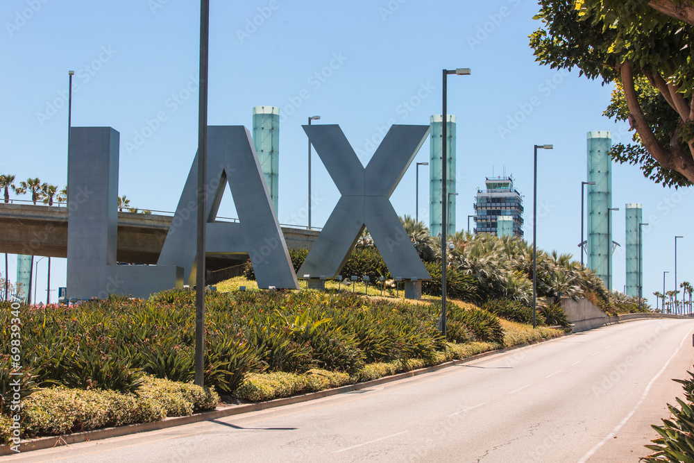 LAX Los Angeles International Airport welcome Sign and pylons Stock ...