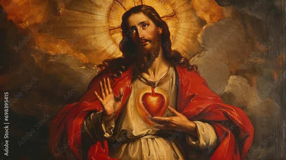 Sacred Heart of the Lord in traditional Catholic art representation ...