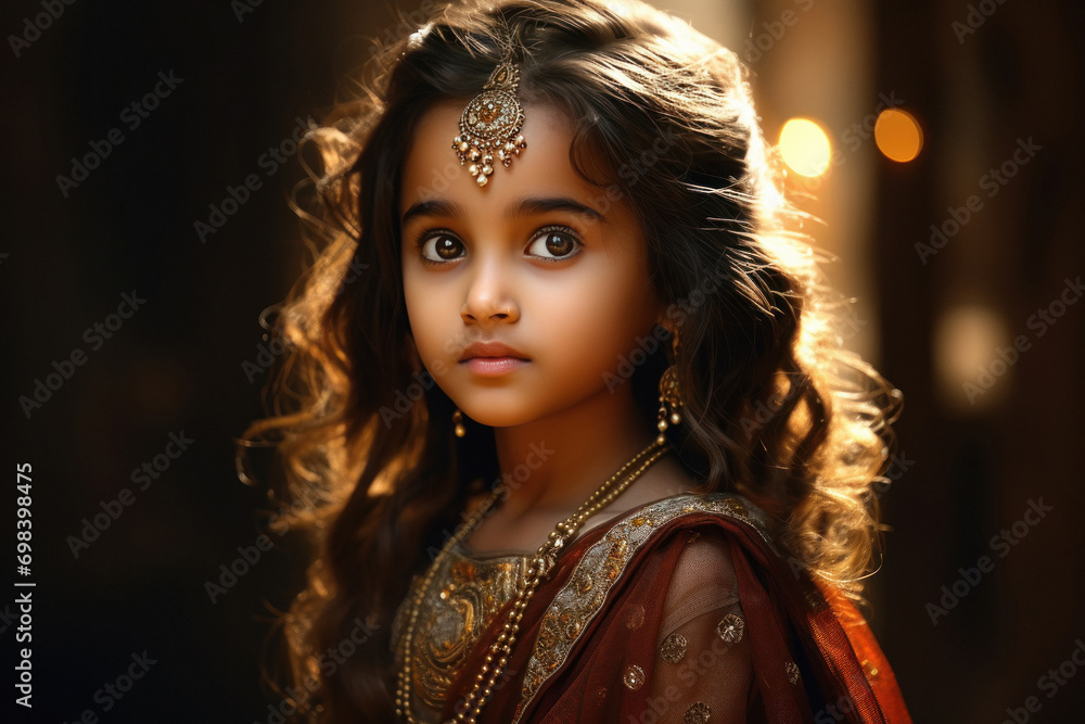 Cute indian little girl child in traditional dress ghagra choli Stock ...
