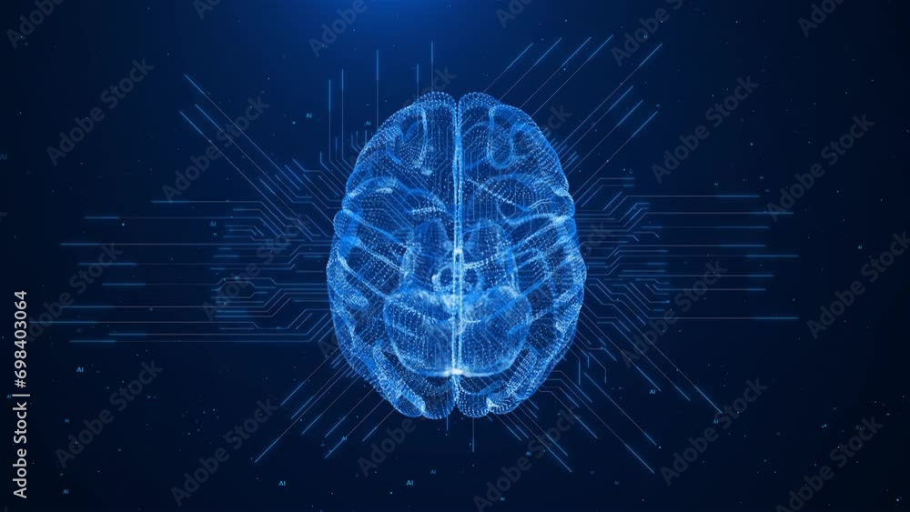 AI Artificial intelligence digital brain, big data flow matrix deep ...