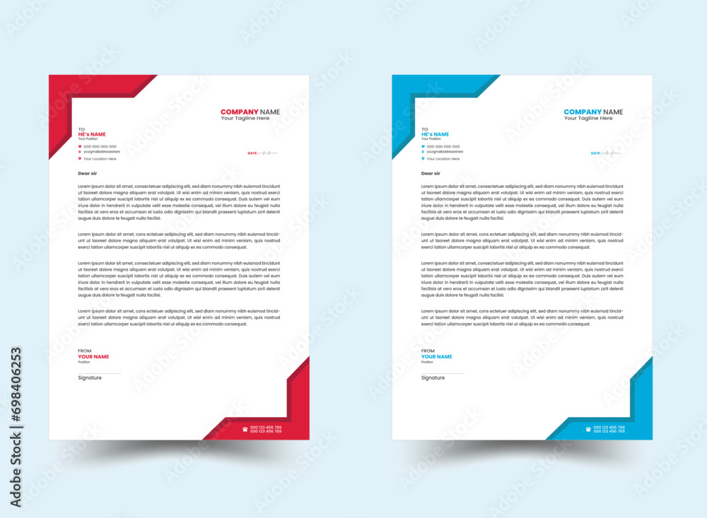 Corporate and Business Latter Head Template A4 size and unique shape ...