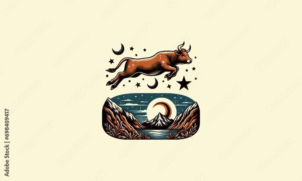 cow jump on mountain vector artwork design Stock Vector | Adobe Stock
