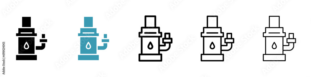 Sump pump vector icon set. Sewer plumbing submersible pump vector ...