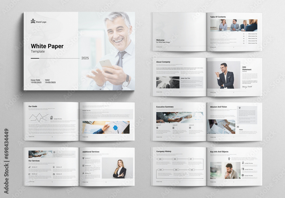 Modelo de White Paper Template Brochure Design Layout Landscape do ...