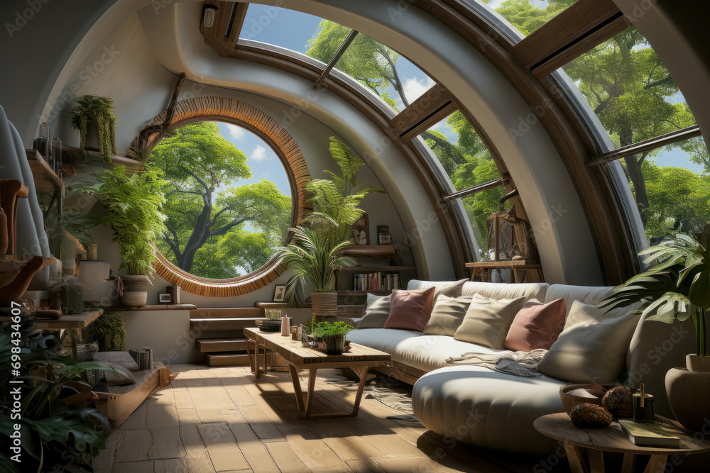 Design with elements of futurism in house design, living room using ...
