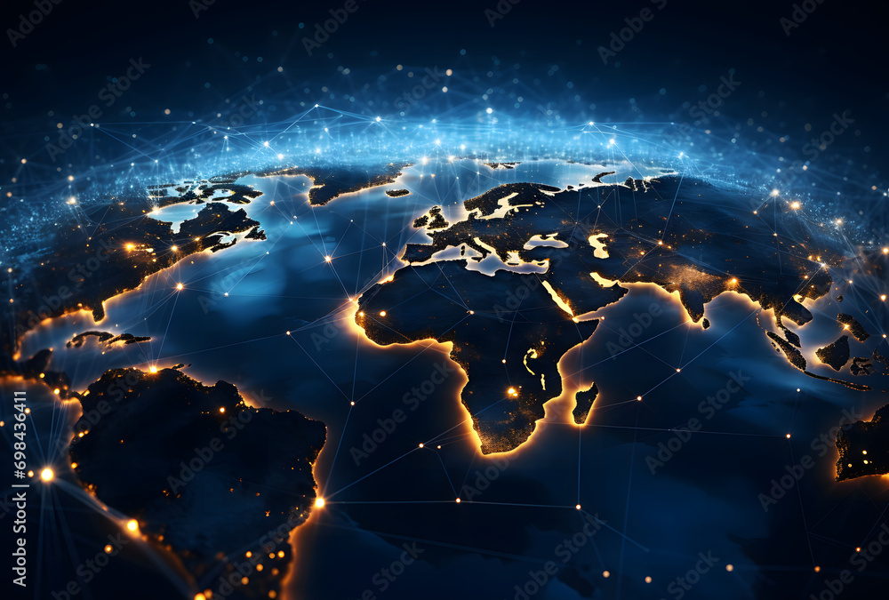 Global worldwide network connection and data connections concept. A ...