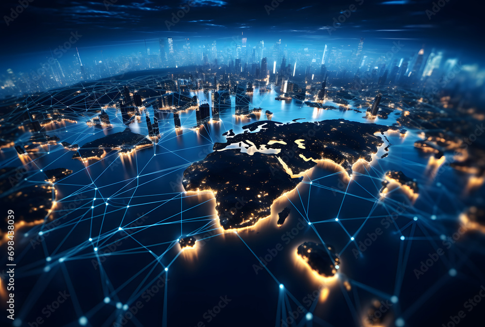 Global worldwide network connection and data connections concept. A ...