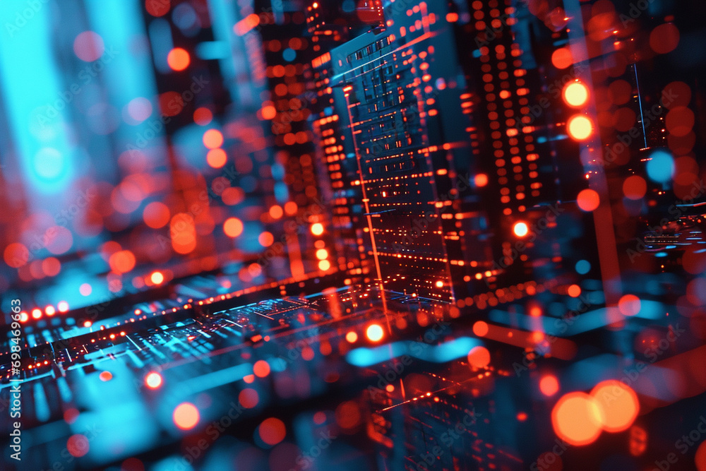 minimalist composition of intricate cyber elements and geometric shapes ...