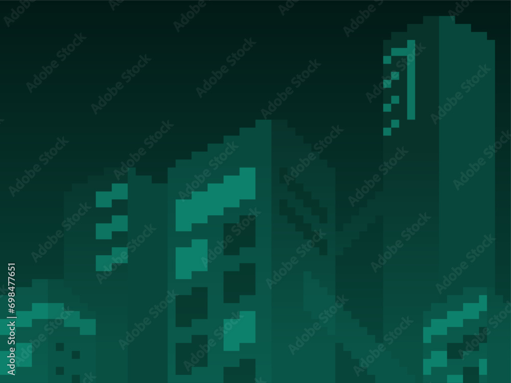 Dark Green Post Apocalyptic Metropolis Cityscape, Pixel Art Style ...