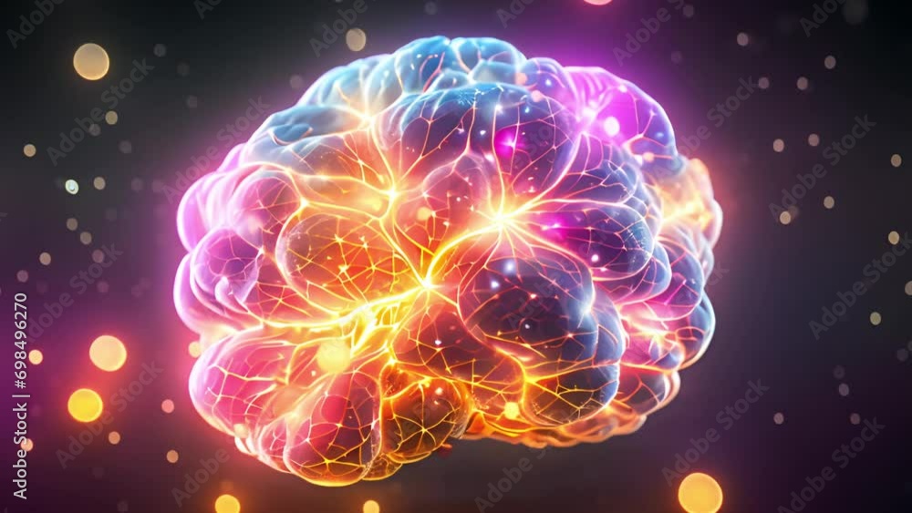 Artificial intelligence brain animation. Futuristic human brain interface concept. Robotic ...