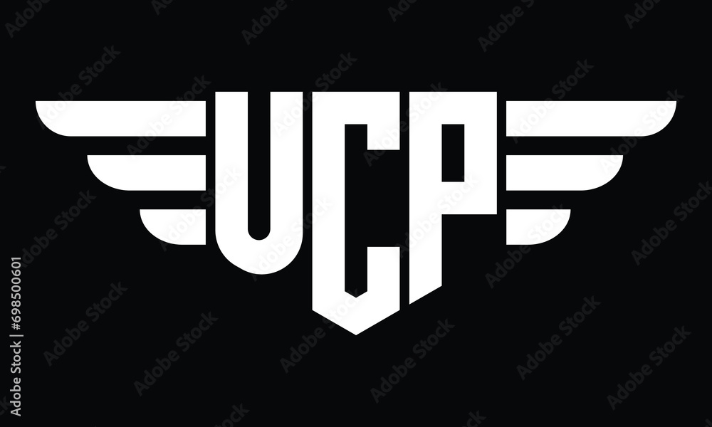 UCP three letter logo, creative wings shape logo design vector template ...