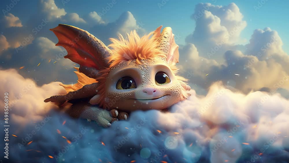 Lullabies Cute Baby Dragon. Best Loop Video Background For Lullabies ...