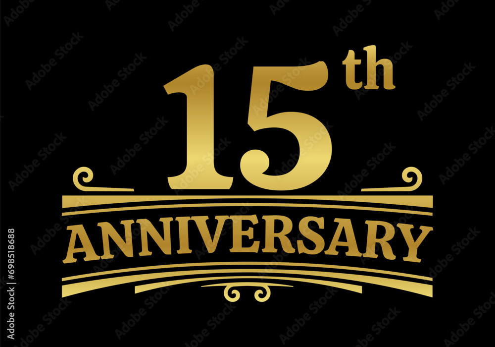 15 years anniversary logo, icon or badge. 15th birthday, jubilee ...