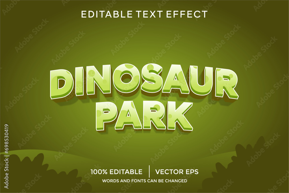 dinosaur park 3D text effect template Stock Vector | Adobe Stock