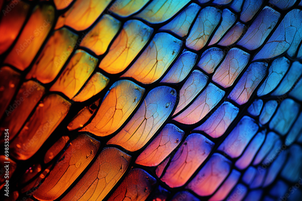 The iridescence of a nano-sized butterfly wing under high magnification ...