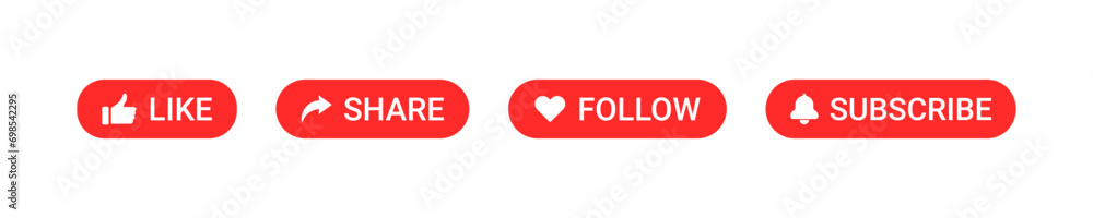 Like, share, follow, subscribe button icon. Video symbol. Social media ...