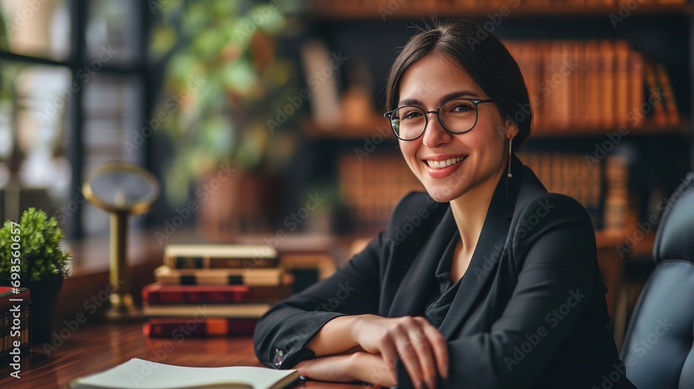 happy and woman lawyer portrait in office with optimistic smile for ...