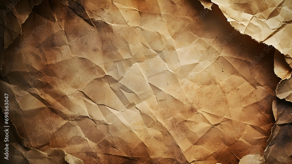 Crumpled paper texture with rustic, aged creases, ideal for backgrounds ...