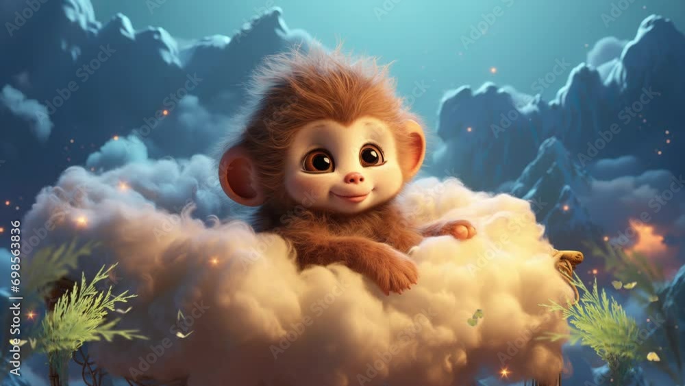 Lullabies Cute Baby Monkey. Best Loop Video Background For Lullabies ...