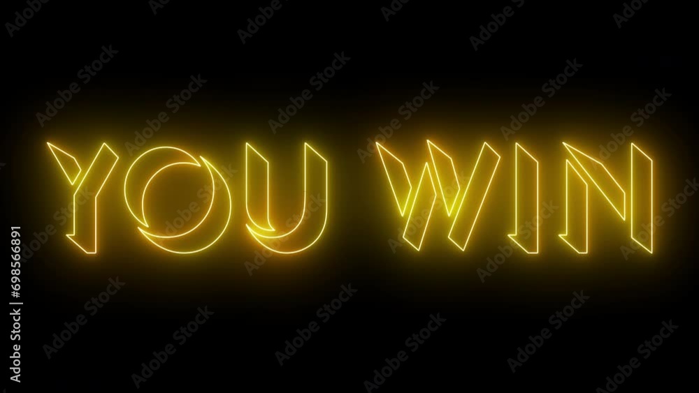 You Win text animation in 4K. Easy to put into any video. Neon-colored ...