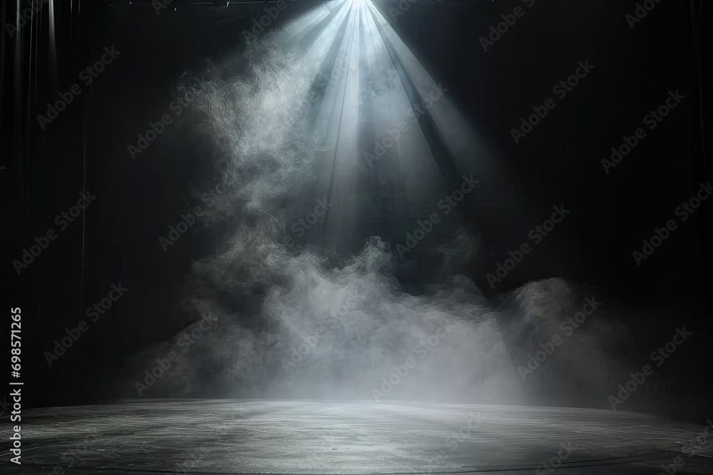 Mysterious and atmospheric scene with dark empty space. Floor is ...