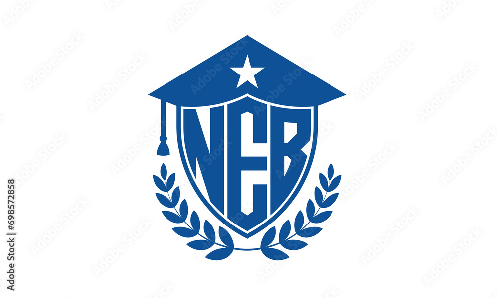 Vetor de NEB three letter iconic academic logo design vector template ...