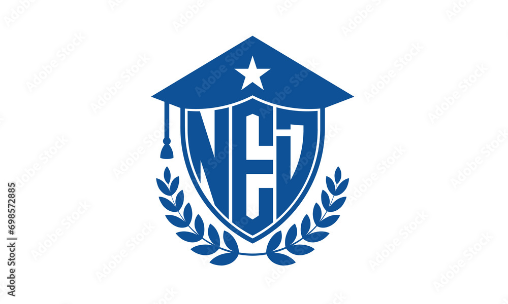 NED three letter iconic academic logo design vector template. monogram ...