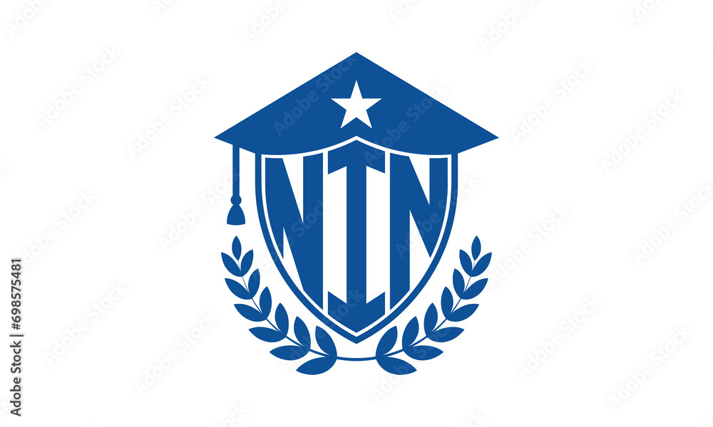 NIN three letter iconic academic logo design vector template. monogram ...