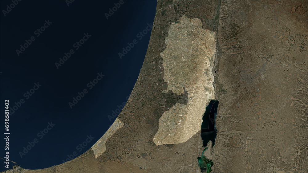 Palestine highlighted. Low-res satellite map Stock Illustration | Adobe ...