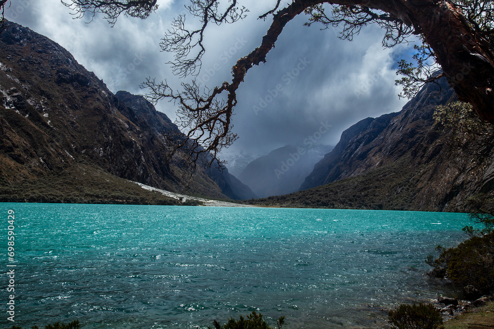 The Llanganuco Lagoon is a stunning glacial lake located in the ...
