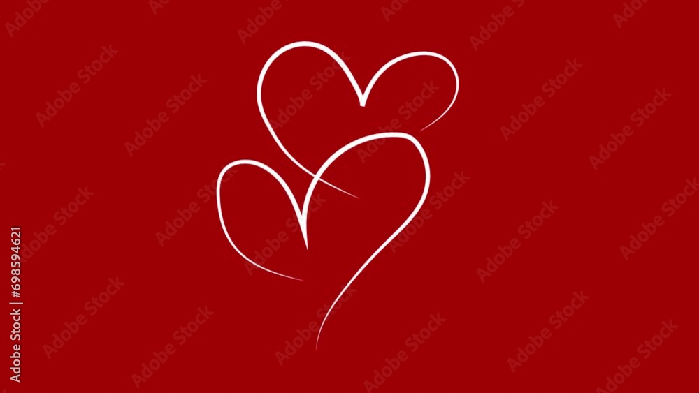 Heart line art on red background. Video flat cartoon animation design ...