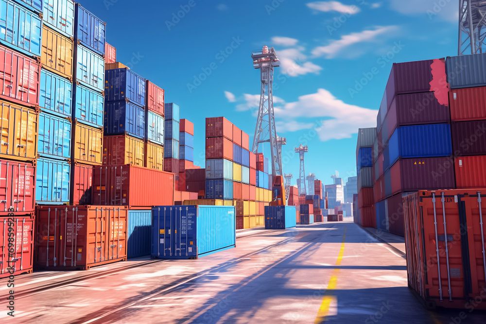 Gain a unique perspective with a view of containers at a container yard ...