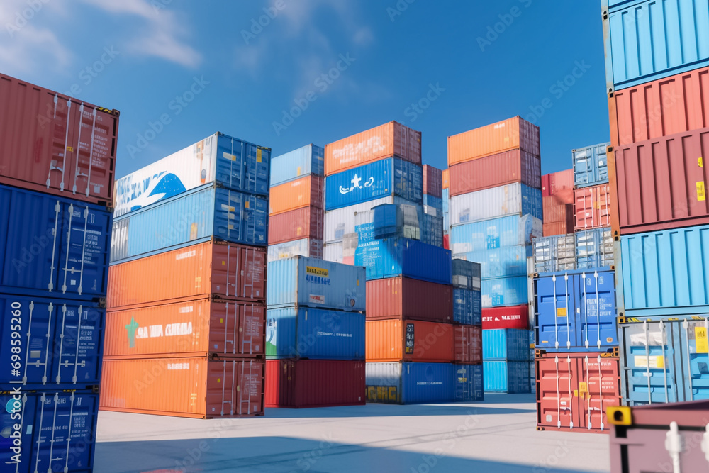 Gain a unique perspective with a view of containers at a container yard ...