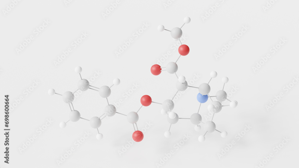 cocaine molecule 3d, molecular structure, ball and stick model ...