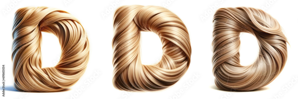 Letter D - Hair Alphabet - Hair Letter set - White background - Glamour ...
