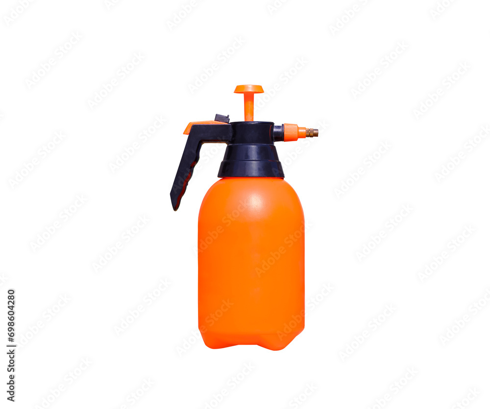 Air pressure pump orange plastic sprayer for watering and pesticides on ...
