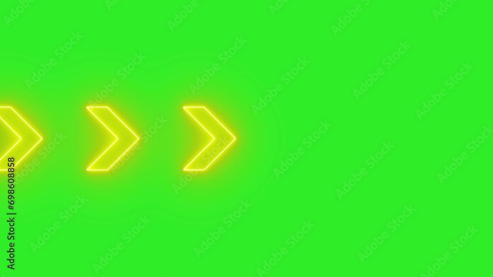 Arrow animation neon glowing on a green background.4K video. Cartoon ...