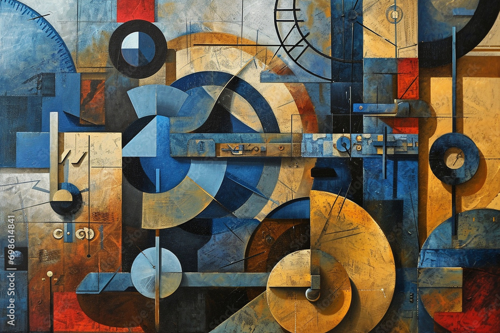 Mechanical Symphony - Cubist-inspired artwork depicting machinery and ...