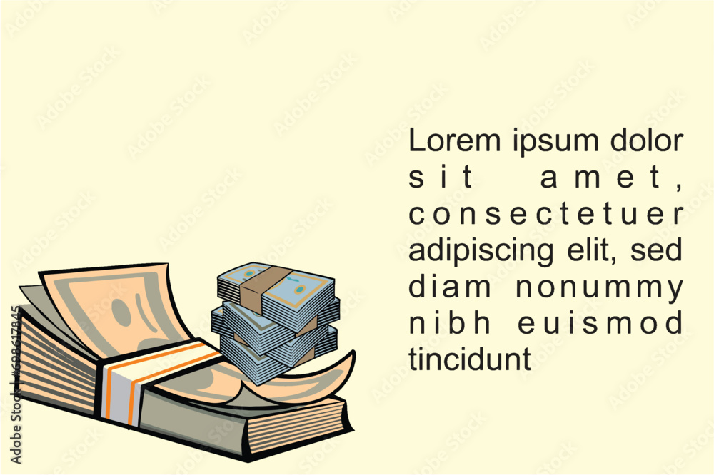 Money currency note stack pile, paper cash bundle heap. Copy space ...