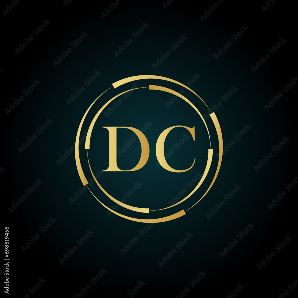 Royal Letter DC Logo Template. DC Luxury golden letter logo. DC letter logo design. DC creative ...