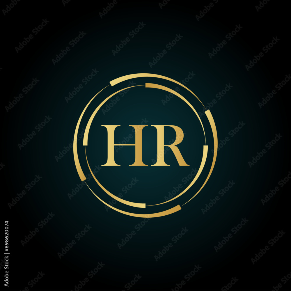 Royal Letter HR Logo Template. HR Luxury golden letter logo. HR letter ...