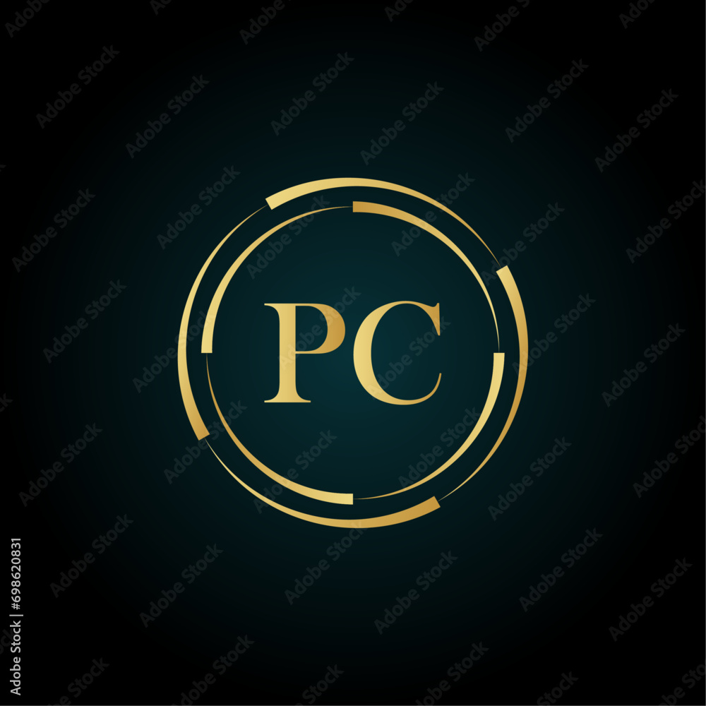 Royal Letter PC Logo Template. PC Luxury golden letter logo. PC letter ...