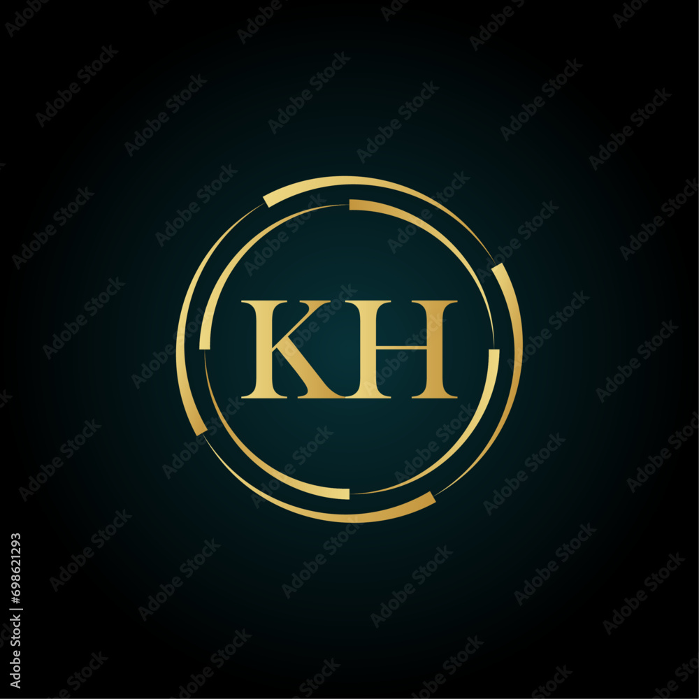 Royal Letter KH Logo Template. KH Luxury golden letter logo. KH letter ...