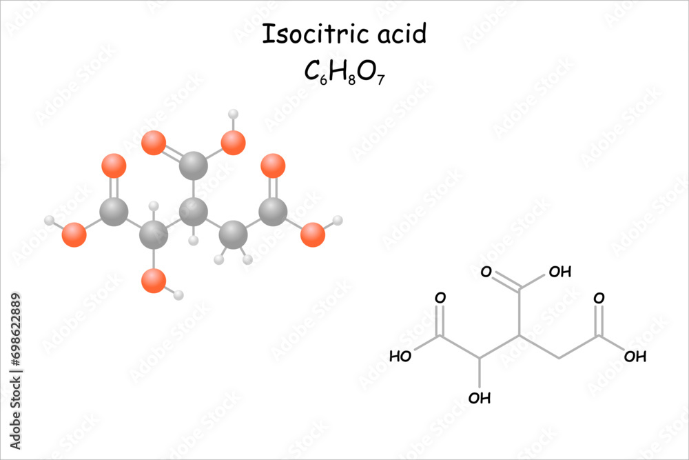 Stylized 2d molecule model, structural formula of isocitric acid. Stock ...